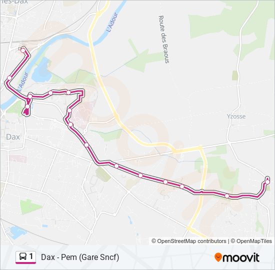 1 Itinéraire: Horaires, Arrêts & Plan - Dax - Pem (Gare Sncf) (mis à jour)