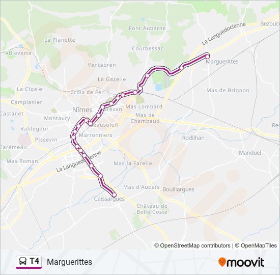 t4 Itinéraire: Horaires, Arrêts & Plan - Marguerittes (mis à jour)