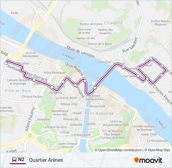 n2 Itinéraire: Horaires, Arrêts & Plan - Quartier Arènes (mis à jour)
