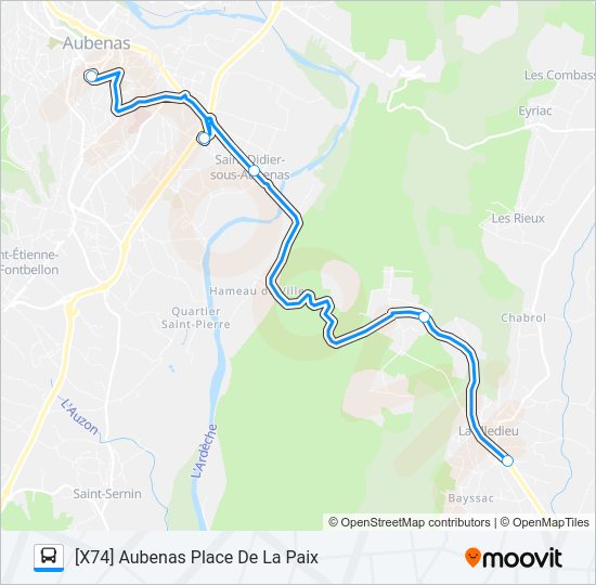 x Route: Schedules, Stops & Maps - [X74] Aubenas Place De La Paix (Updated)