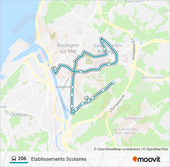 206 Itinéraire: Horaires, Arrêts & Plan - Etablissements Scolaires (mis ...
