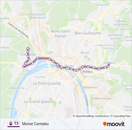 t3 Itinéraire: Horaires, Arrêts & Plan - Monet Canteleu (mis à jour)