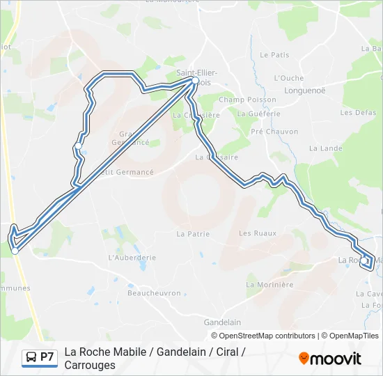 P7 Itinéraire: Horaires, Arrêts & Plan - St Ellier Bourg Acc (mis à jour)