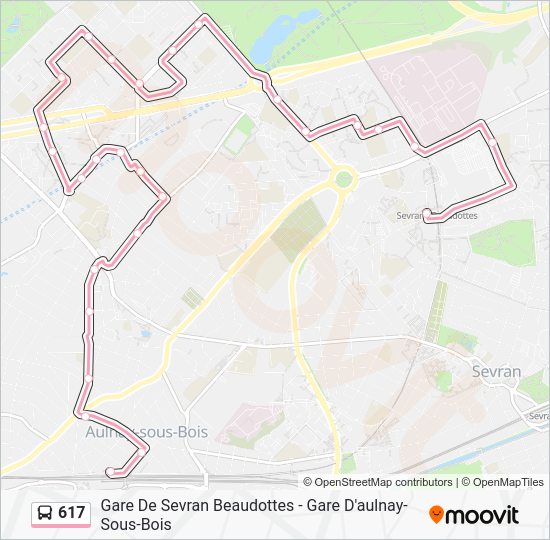 617 Itinéraire: Horaires, Arrêts & Plan - Gare D'Aulnay-Sous-Bois (mis ...