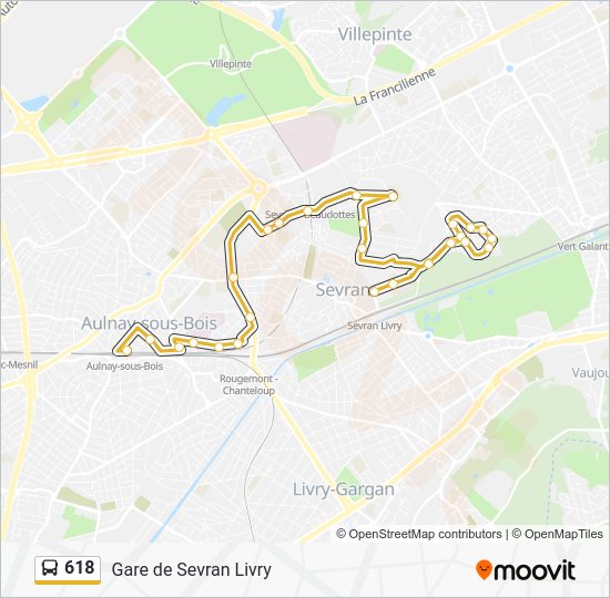 618 Itinéraire: Horaires, Arrêts & Plan - Gare de Sevran Livry (mis à jour)