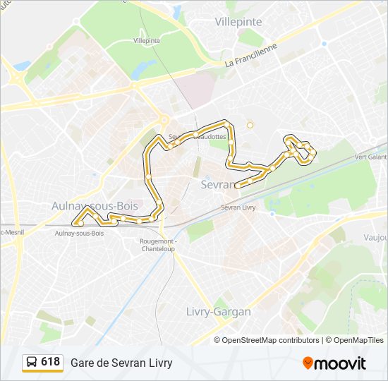 618 Itinéraire: Horaires, Arrêts & Plan - Gare de Sevran Livry (mis à jour)