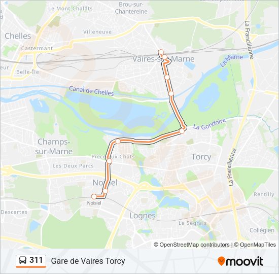 311 Itinéraire: Horaires, Arrêts & Plan - Gare de Vaires Torcy (mis à jour)