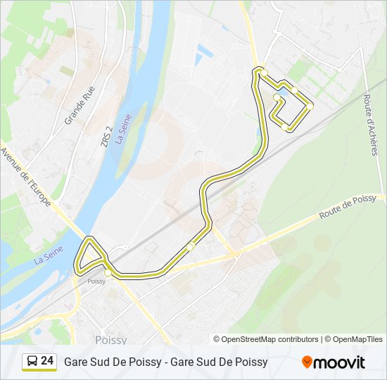 24 Itinéraire: Horaires, Arrêts & Plan - Gare Sud de Poissy (mis à jour)