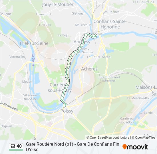 40 Itinéraire: Horaires, Arrêts & Plan - Gare de Conflans Fin D'Oise ...