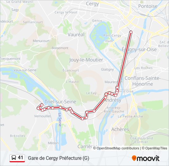 41 Itinéraire: Horaires, Arrêts & Plan - Gare de Cergy Préfecture (G ...