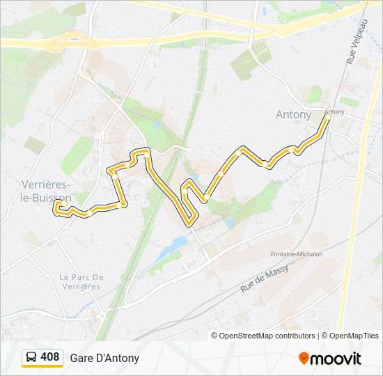 408 Itinéraire: Horaires, Arrêts & Plan - Gare D'Antony (mis à jour)