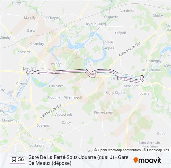 56 Itinéraire: Horaires, Arrêts & Plan - Gare de Meaux (Dépose) (mis à ...