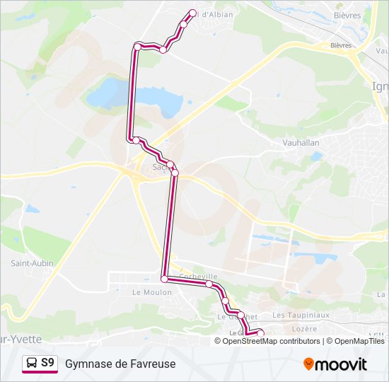S9 Itinéraire: Horaires, Arrêts & Plan - Gymnase de Favreuse (mis à jour)