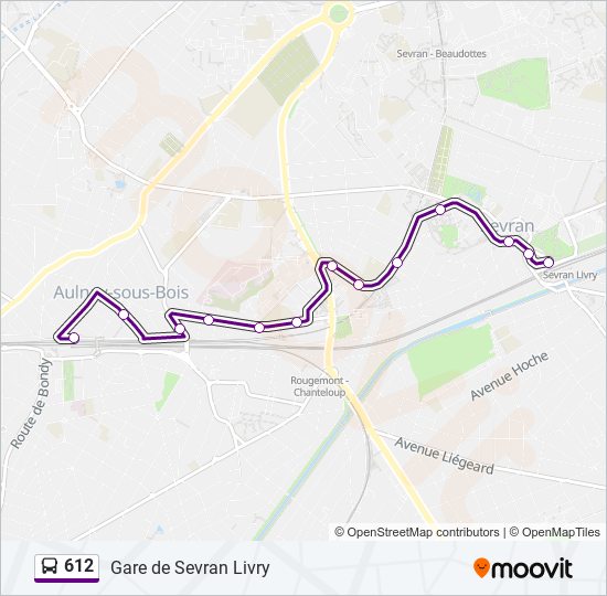 612 Itinéraire: Horaires, Arrêts & Plan - Gare de Sevran Livry (mis à jour)