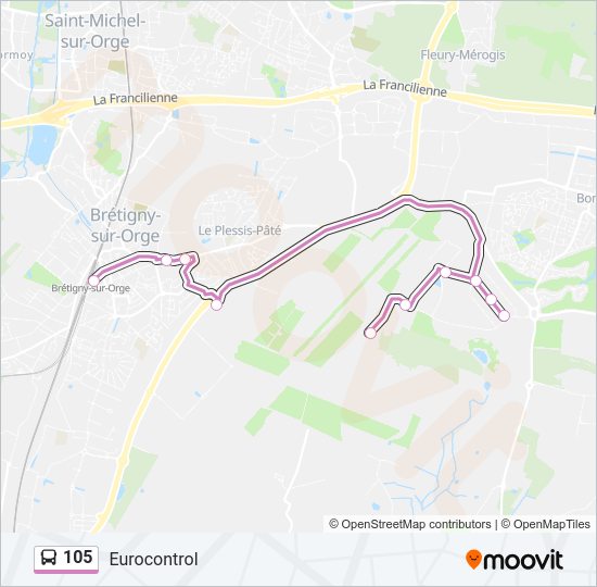 105 Itinéraire: Horaires, Arrêts & Plan - Eurocontrol (mis à jour)