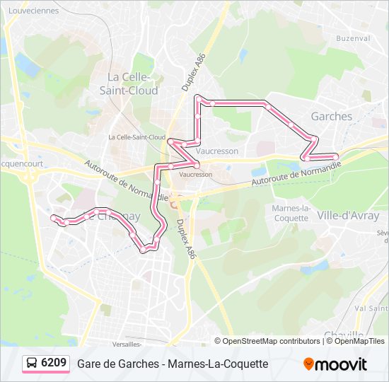 6209 Itinéraire: Horaires, Arrêts & Plan - Gare de Garches - Marnes-La ...
