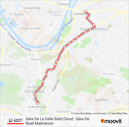 6227 Itinéraire: Horaires, Arrêts & Plan - Gare de Rueil Malmaison (mis ...