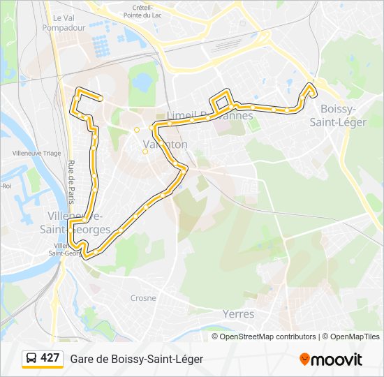 427 Itinéraire: Horaires, Arrêts & Plan - Gare de Boissy-Saint-Léger ...