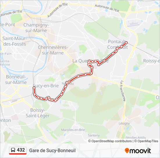 432 Itinéraire: Horaires, Arrêts & Plan - Gare de Sucy-Bonneuil (mis à ...
