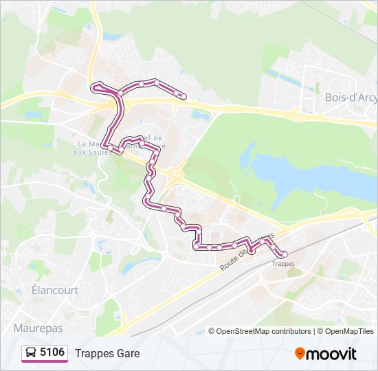 5106 Itinéraire: Horaires, Arrêts & Plan - Trappes Gare (mis à jour)
