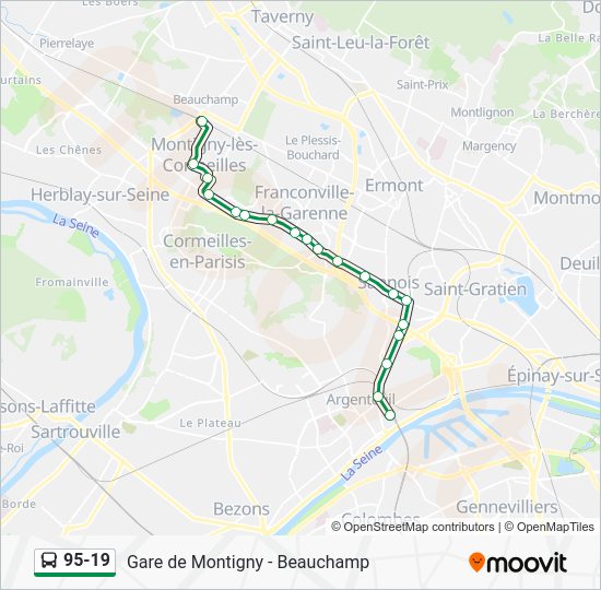 9519 Itinéraire: Horaires, Arrêts & Plan - Gare de Montigny - Beauchamp ...