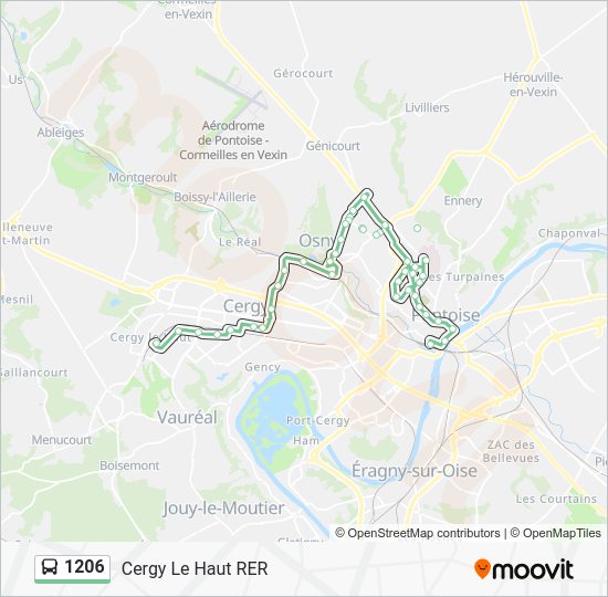 1206 Itinéraire: Horaires, Arrêts & Plan - Cergy Le Haut RER (mis à jour)