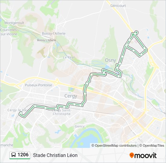 1206 Itinéraire: Horaires, Arrêts & Plan - Stade Christian Léon (mis à ...