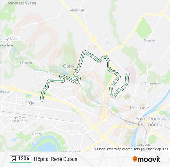 1206 Itinéraire: Horaires, Arrêts & Plan - Hôpital René Dubos (mis à jour)