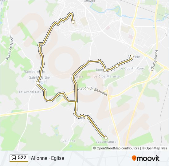 522 Itinéraire: Horaires, Arrêts & Plan - Allonne - Eglise (mis à jour)