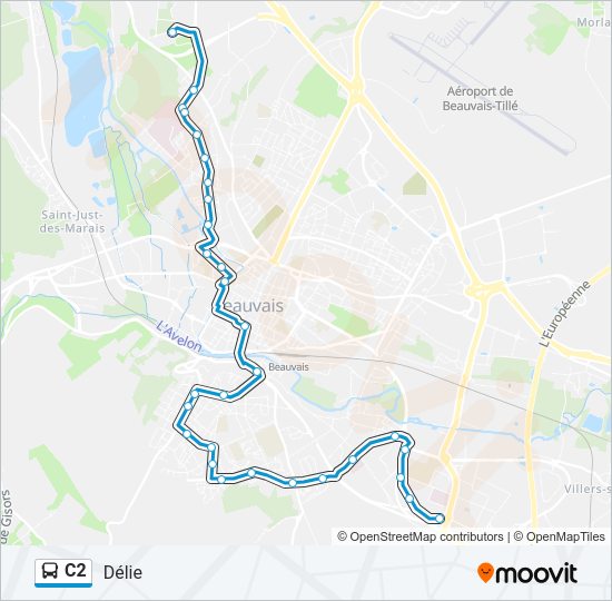 c2 Route: Schedules, Stops & Maps - Délie (Updated)
