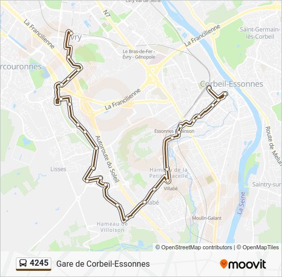 4245 Itinéraire: Horaires, Arrêts & Plan - Gare de Corbeil-Essonnes ...