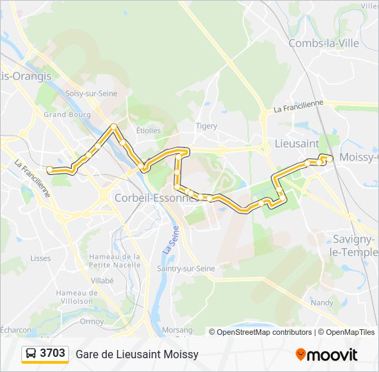 3703 Route: Schedules, Stops & Maps - Gare de Lieusaint Moissy (Updated)
