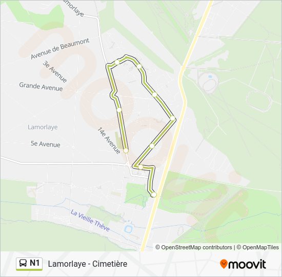 N1 Itinéraire: Horaires, Arrêts & Plan - Lamorlaye - Cimetière (mis à jour)