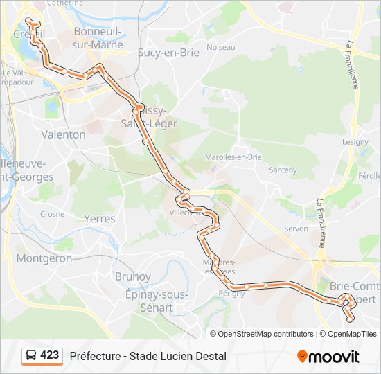 423 Itinéraire: Horaires, Arrêts & Plan - Préfecture du Val-De-Marne ...