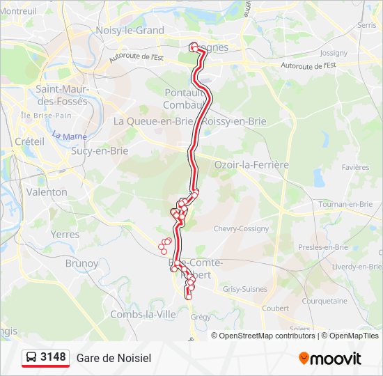 3148 Route: Schedules, Stops & Maps - Gare de Noisiel (Updated)