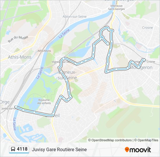 4118 Itinéraire: Horaires, Arrêts & Plan - Juvisy Gare Routière Seine ...