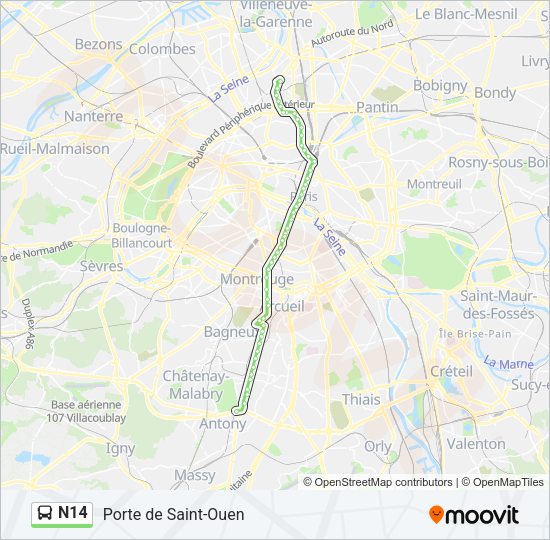 n14 Route: Schedules, Stops & Maps - Porte de Saint-Ouen (Updated)