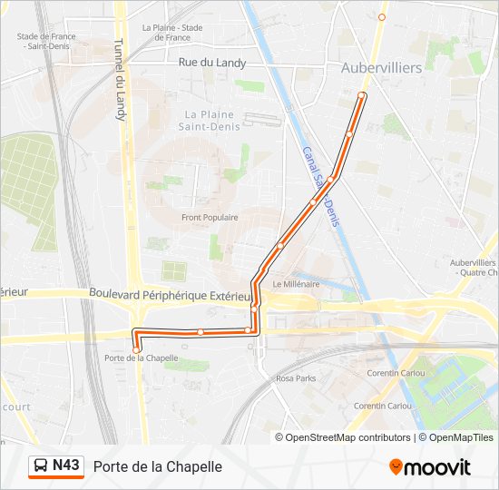 n43 Itinéraire: Horaires, Arrêts & Plan - Porte de la Chapelle (mis à jour)