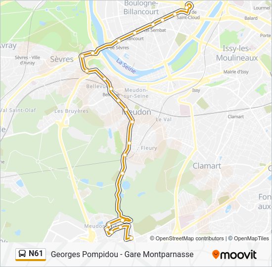 N61 Route: Schedules, Stops & Maps - Porte de Saint-Cloud (Updated)