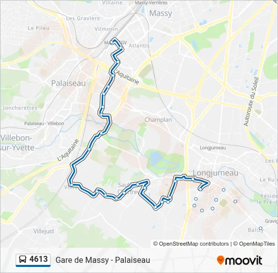 4613 Itinéraire: Horaires, Arrêts & Plan - Massy - Palaiseau RER (mis à ...