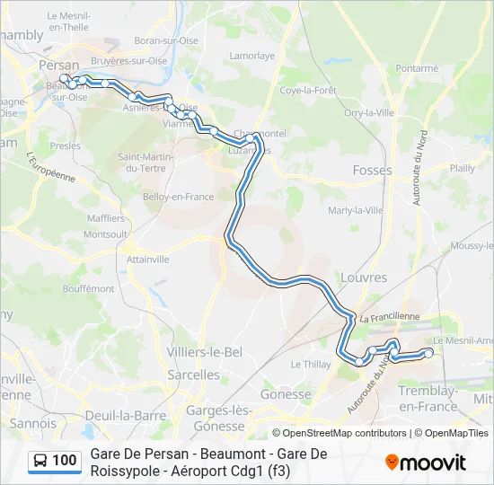 100 Route: Schedules, Stops & Maps - Gare de Persan-Beaumont (Updated)
