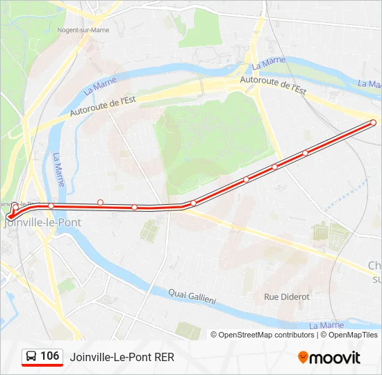 106 Itinéraire: Horaires, Arrêts & Plan - Joinville-Le-Pont RER (mis à ...