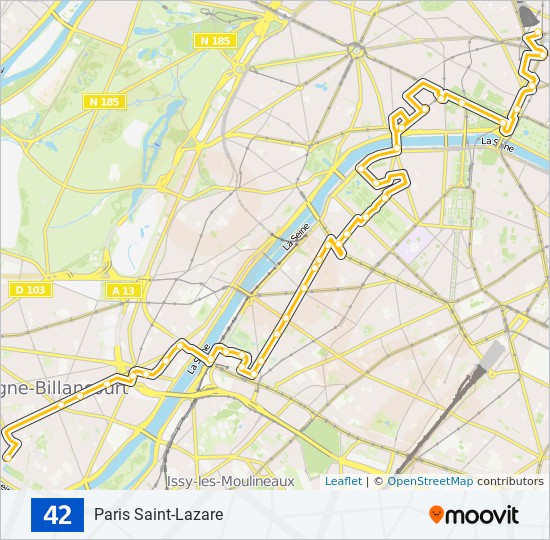 42 Itinéraire: Horaires, Arrêts & Plan - Cours de L'Ile Seguin