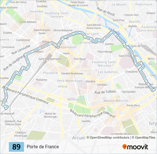 89 Route: Schedules, Stops & Maps - Porte de France (Updated)