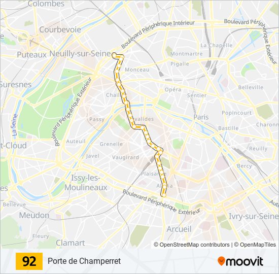 92 Route: Schedules, Stops & Maps - Porte de Champerret (Updated)
