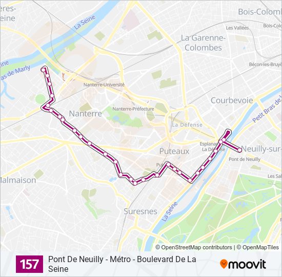 157 Itinéraire: Horaires, Arrêts & Plan - Pont de Neuilly - Métro (mis ...