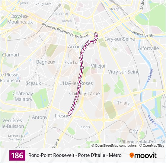 186 Itinéraire: Horaires, Arrêts & Plan - Rond-Point Roosevelt (mis à jour)