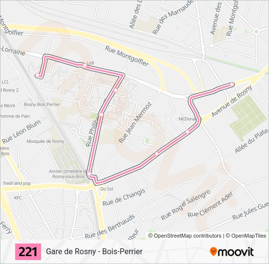 221 Route: Schedules, Stops & Maps - Gare de Rosny - Bois-Perrier (Updated)