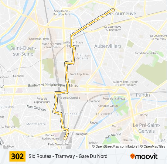 302 Itinéraire: Horaires, Arrêts & Plan - Six Routes - Tramway (mis à jour)