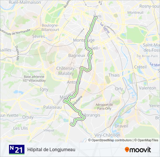 n21 Itinéraire: Horaires, Arrêts & Plan - Hôpital de Longjumeau (mis à ...